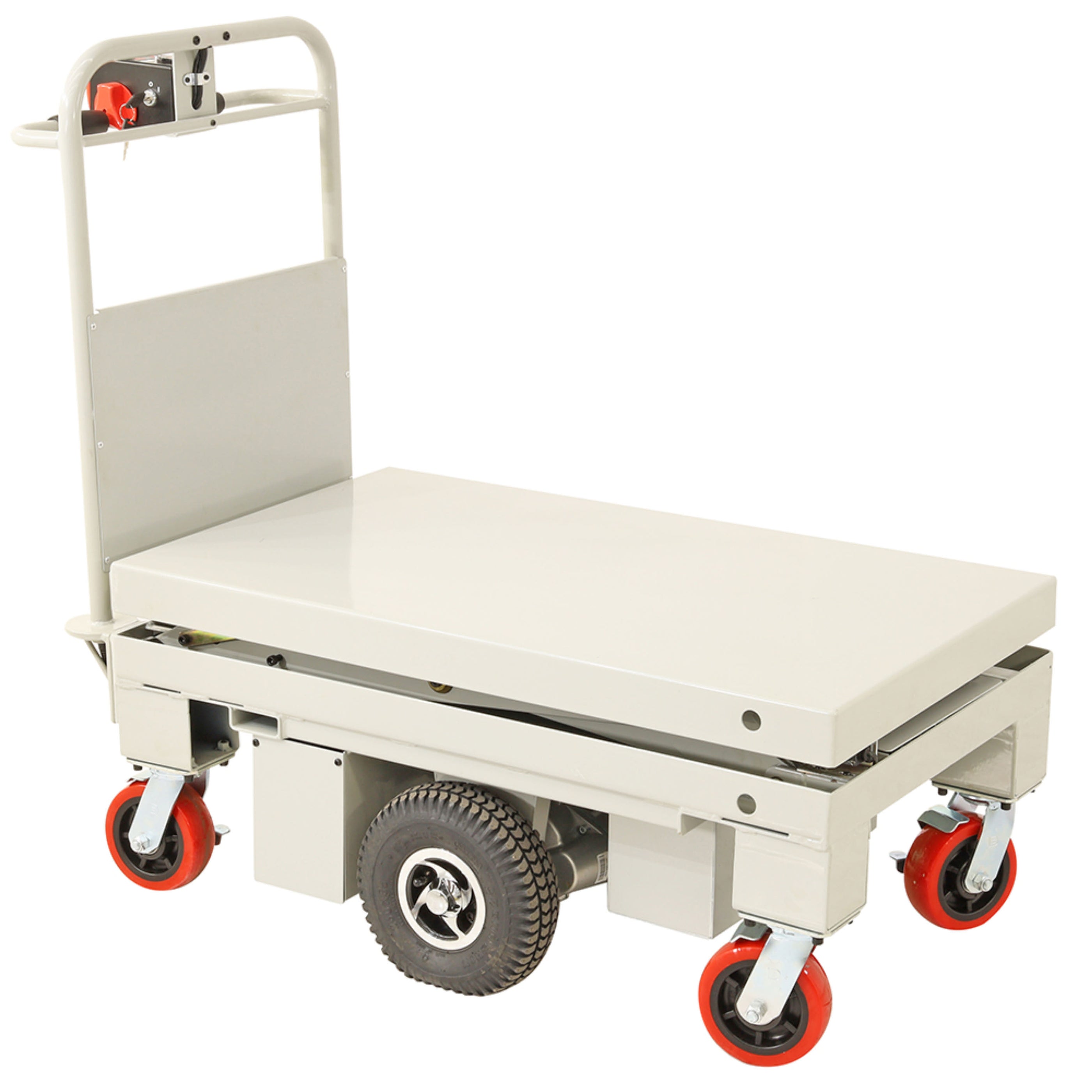 Self Propelled Electric Scissor Lift Trolley supplied with cage ...